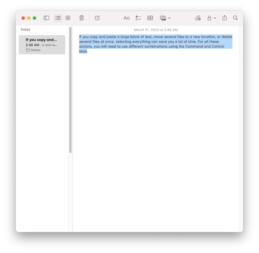 How to select all text on Mac3 Tab TV Japan